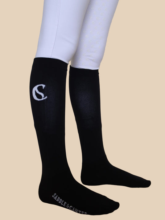 Saddle & Canter Riding Socks. Equestrian Riding Socks in Black.